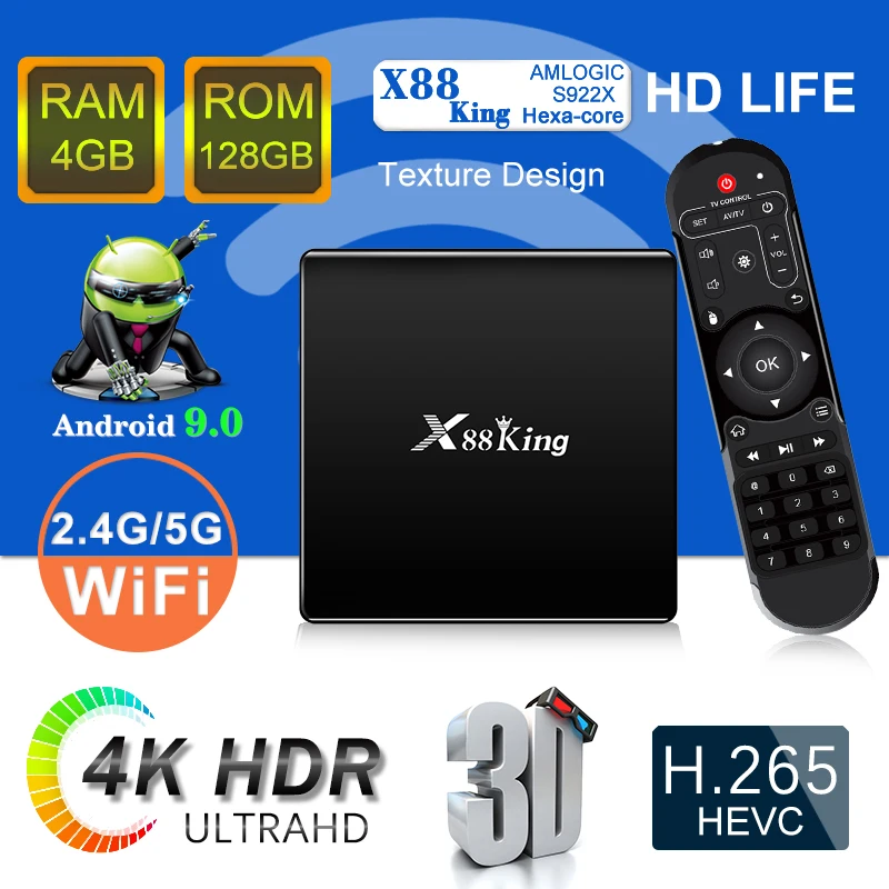 X88 King Amlogic S922x Android 9.0 Tv Box Bt 5.0 4gb Ram 128gb Rom Quad ...
