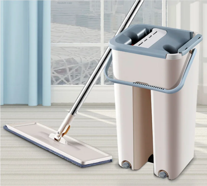 Flat Mop with Self-Washing Bucket - Efficient Cleaning