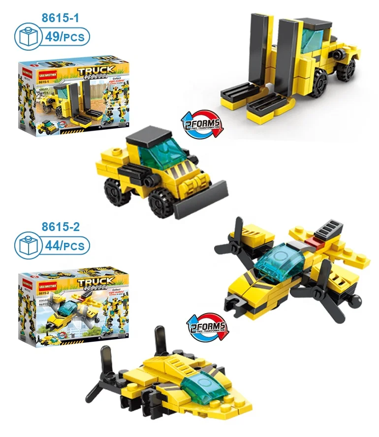 Lele Brother 8-in-1 City Construction Truck Transform Robot Block Set ...
