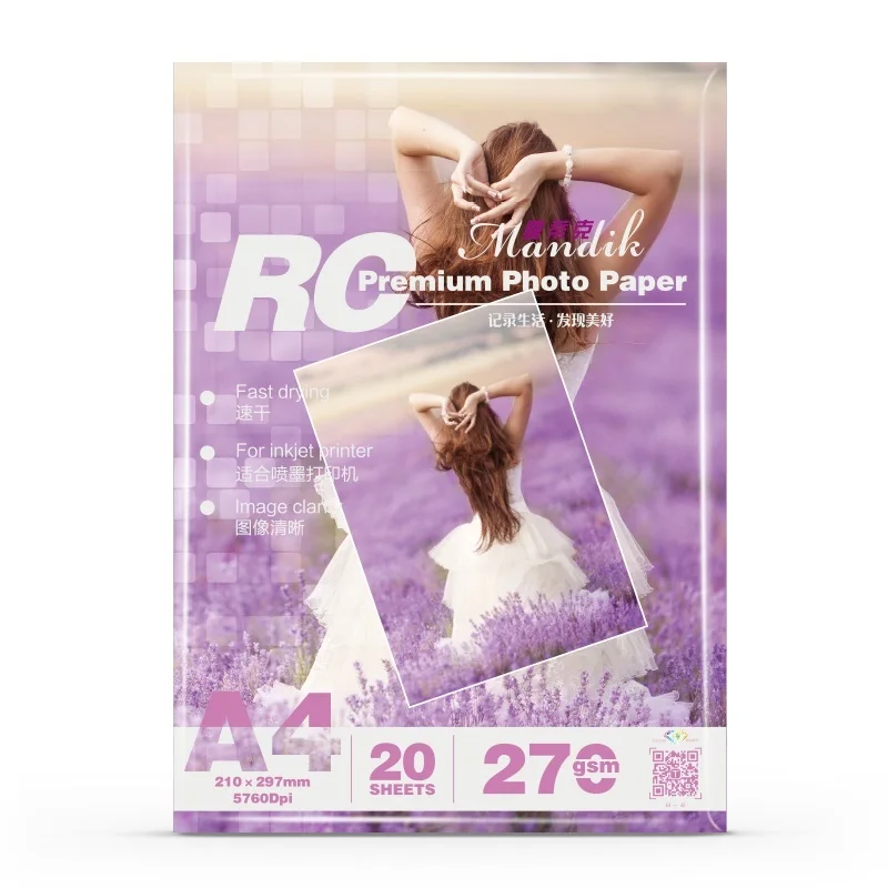 Premium 270gsm 3r 4r 5r A4 Glossy/satin/silky/matte Rc Photo Paper ...
