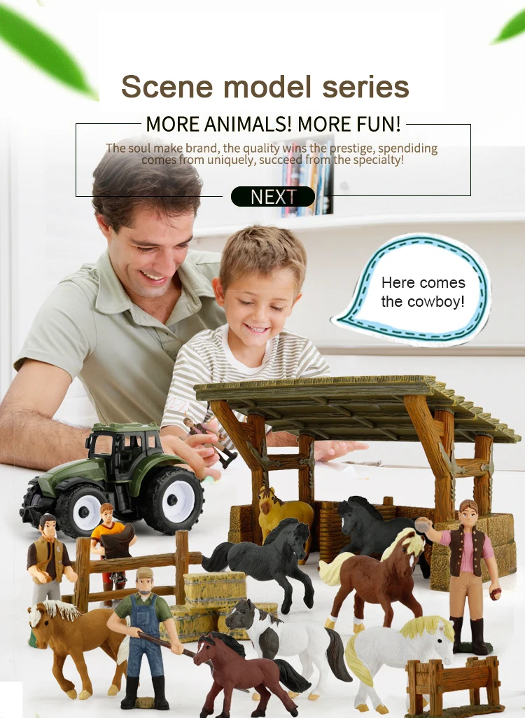 Horse Stable Toy Set - Simulate a Farm with Plastic Figurines