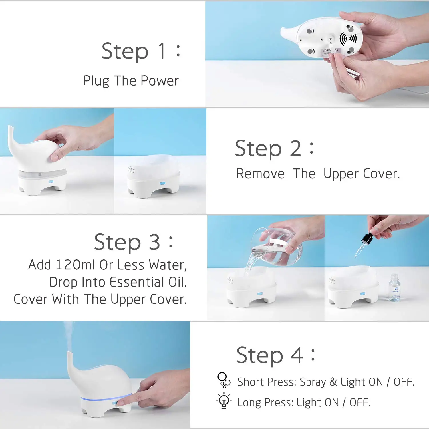 Elephant Mini Portable USB Aromatherapy Diffuser - Cute & Functional