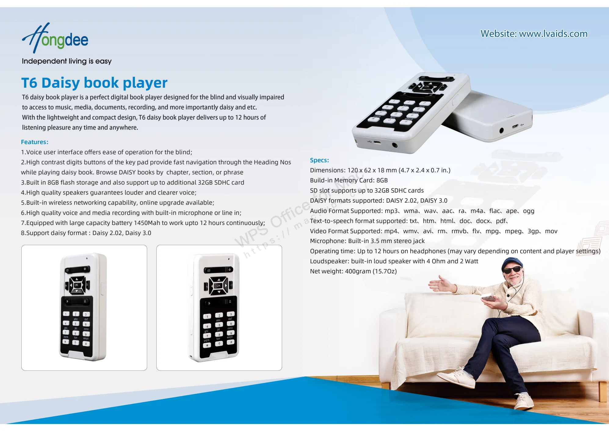 Nuevo diseño y tecnología T6 Daisy Audio voz libro jugador con TTS y ...