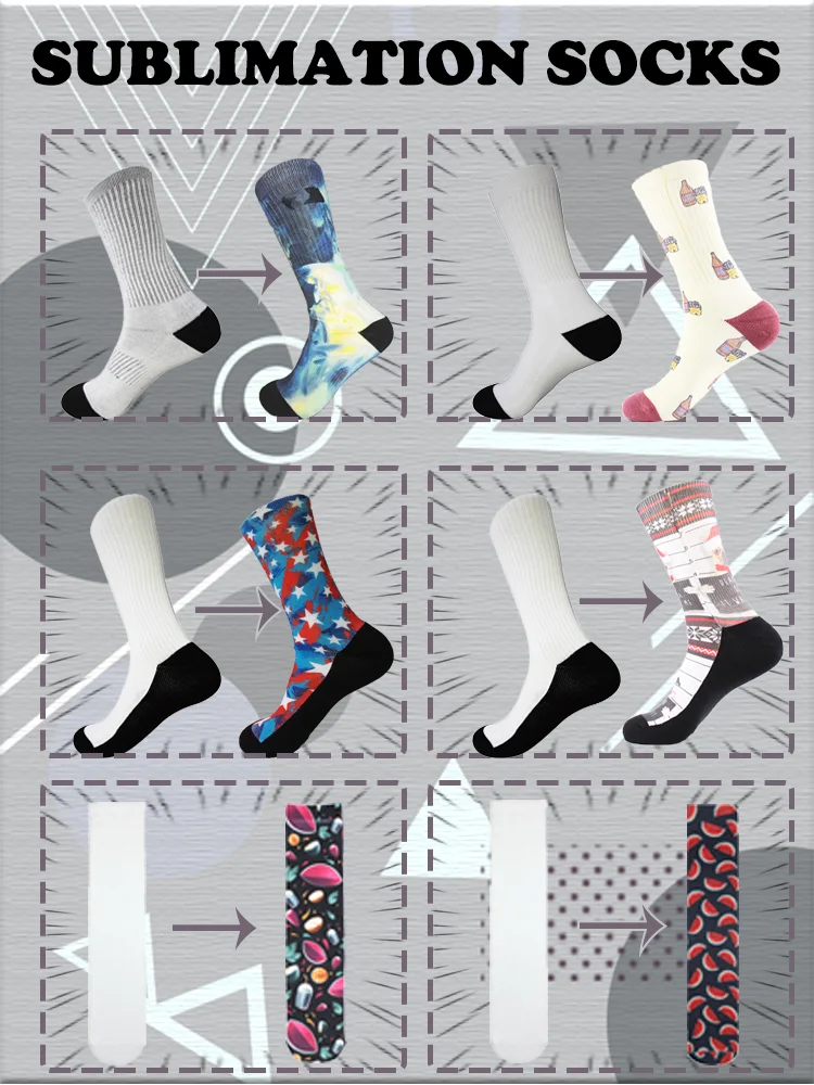 Custom White Tube 100 Polyester Sublimation Blank Socks - Buy ...