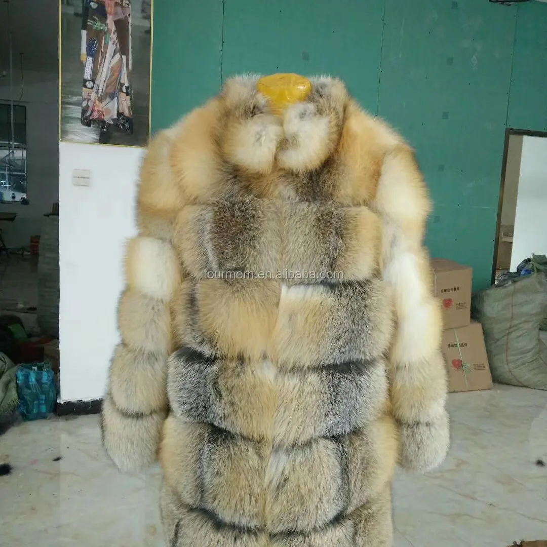 2019wa Factory Golden Island Fox Fur Coat Classic Design Layers Design ...