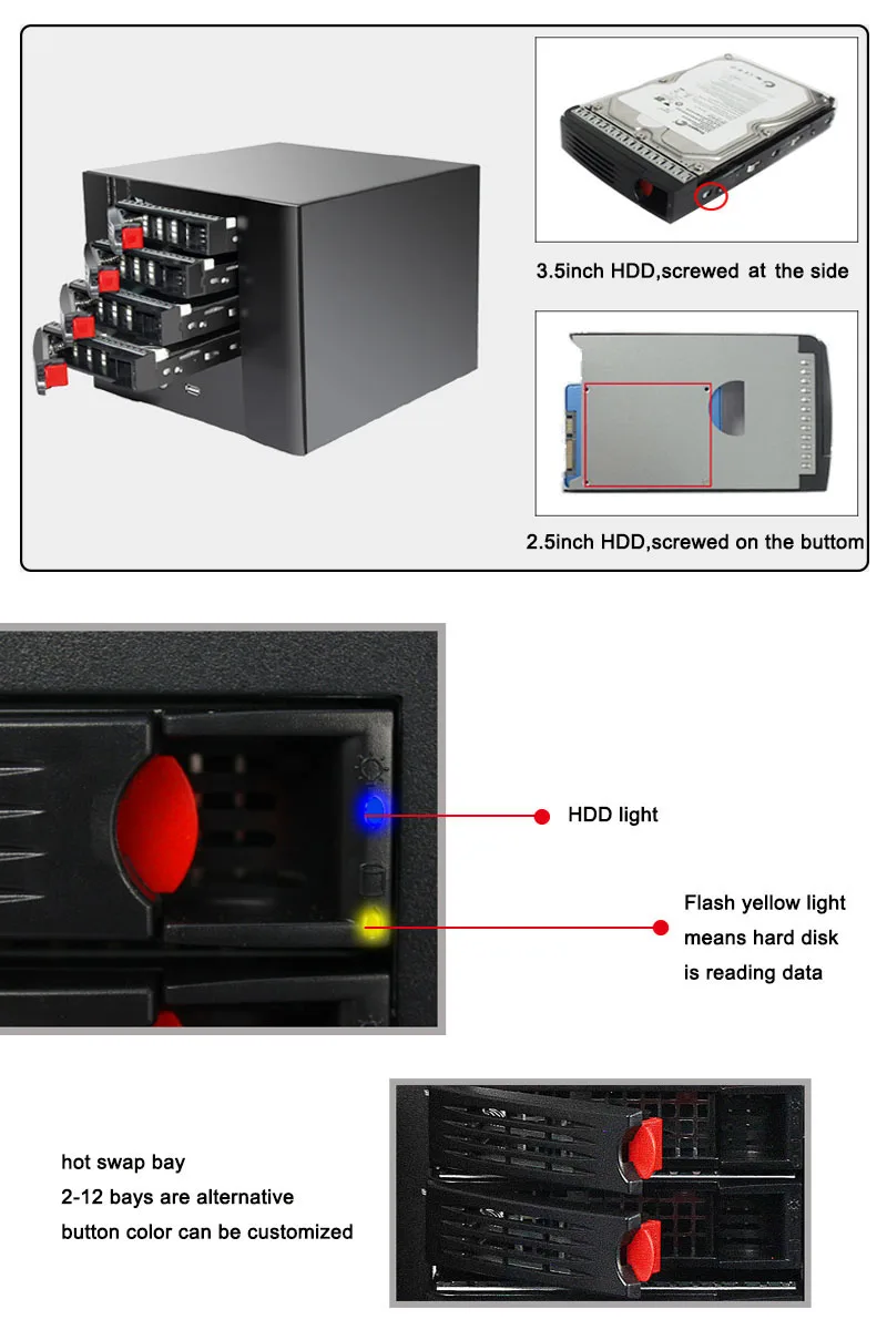 Hot Sale NAS Storage Case - 4 Bay Hot Swap HDD Server