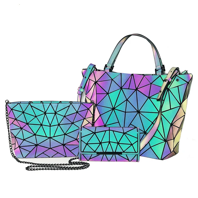 Luminous Bag Women's Geometry Totes Bag High Quilted Chain Shoulder ...