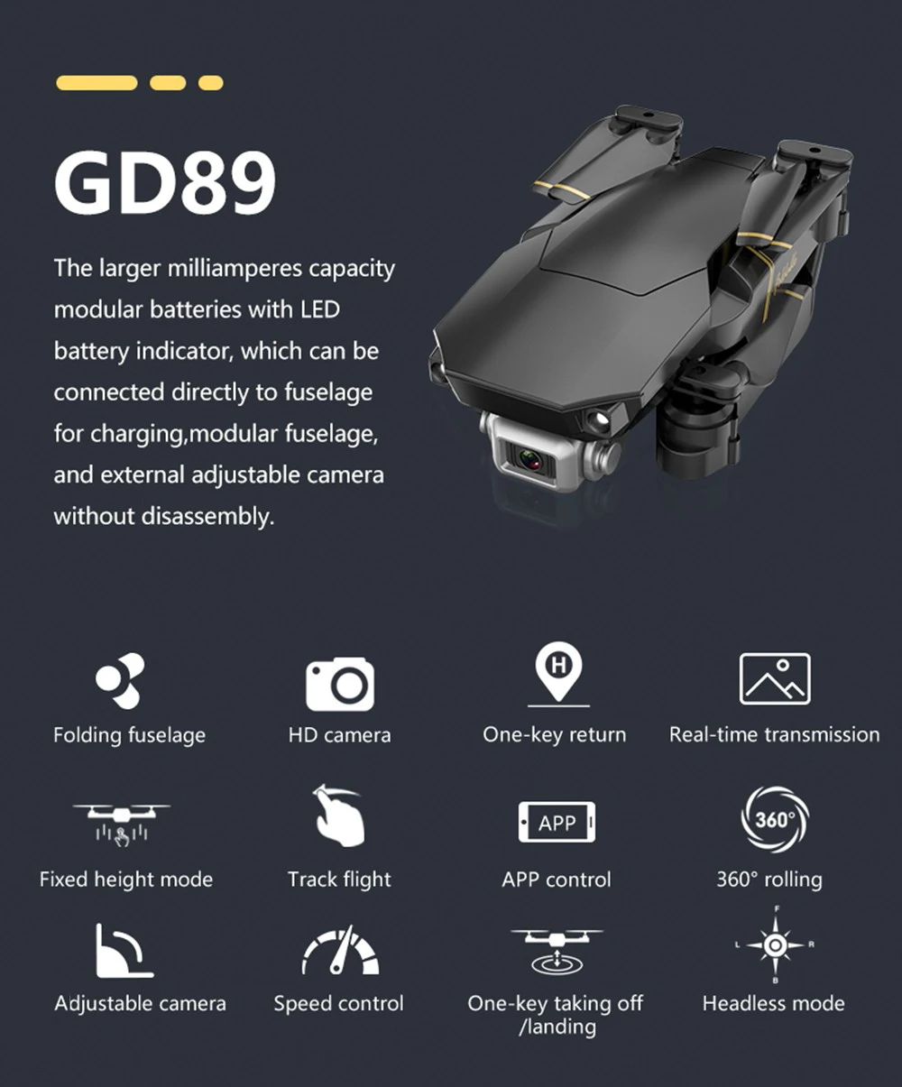 Global Drone Gd89 Flying Aeroplane Toys 480p 720p 1080p 4k Esc Camera ...