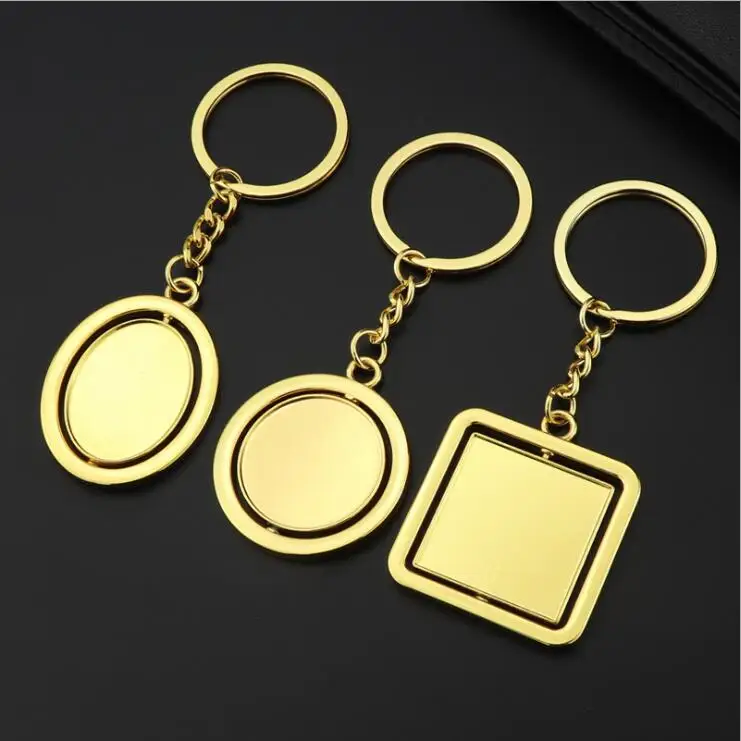 Factory Custom Promotional Metal Keychain Round Spin Spinning Keychain ...