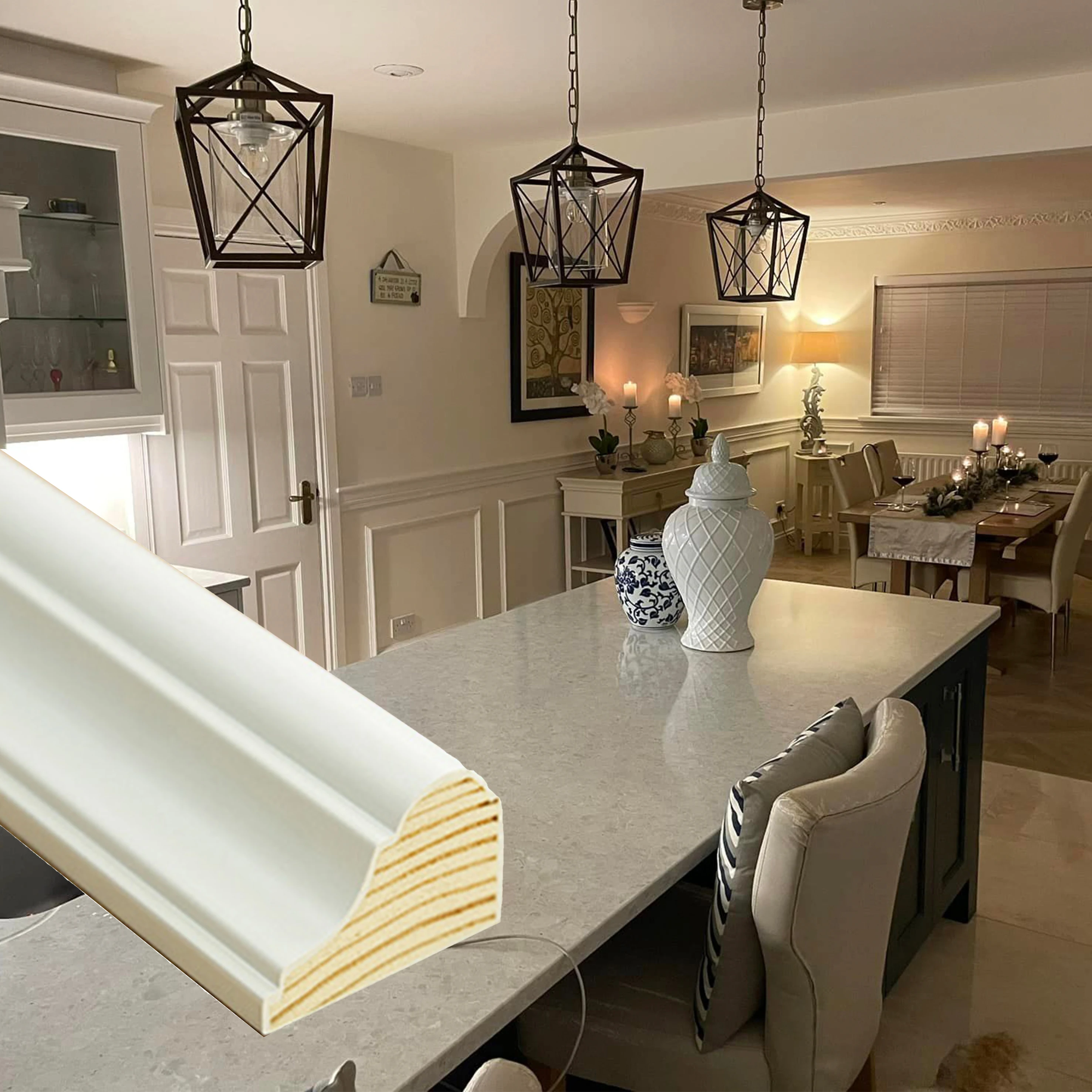 White Primed Wooden Crown Moulding Wall Decorative Panelsolid Wood ...