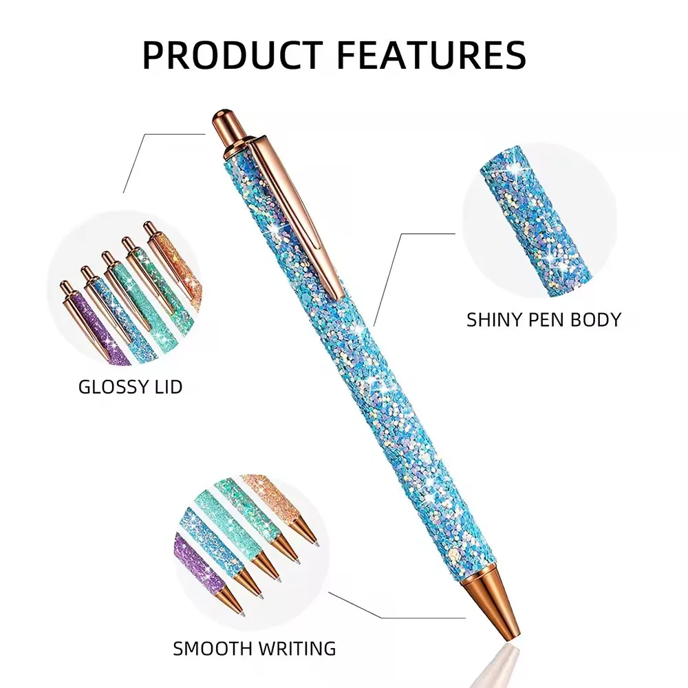 Pretty Cute Bling Glitter Ballpoint Pen Retractable Metal Barrel ...