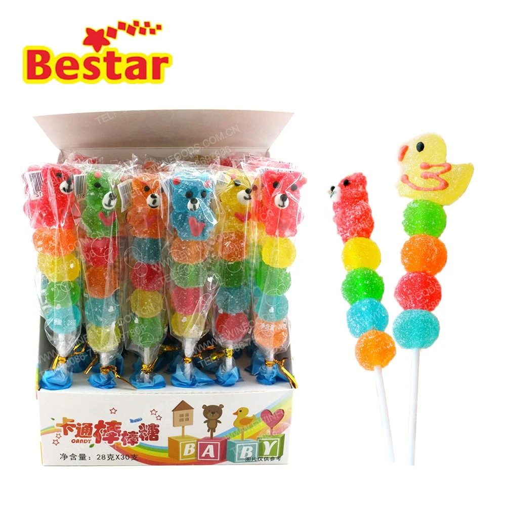 Good Quality Mini Bear Ducky Fruit Flavor Jelly Lollipop Gummy ...