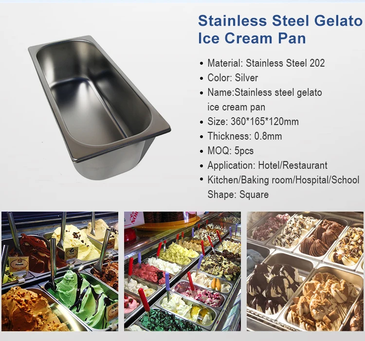 Stainless Steel 202 Gelato Pan - Perfect for Ice Cream