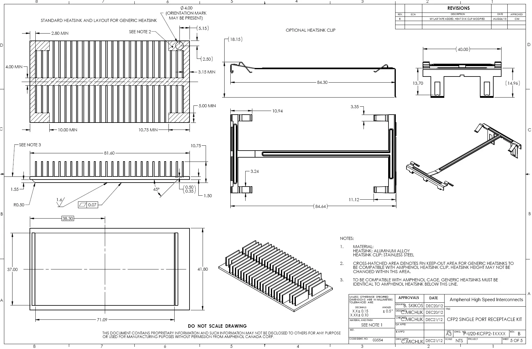 CFP2 Cage Connector Springfinger EMI (U20-KCFP2-12121) for 100 Gbps