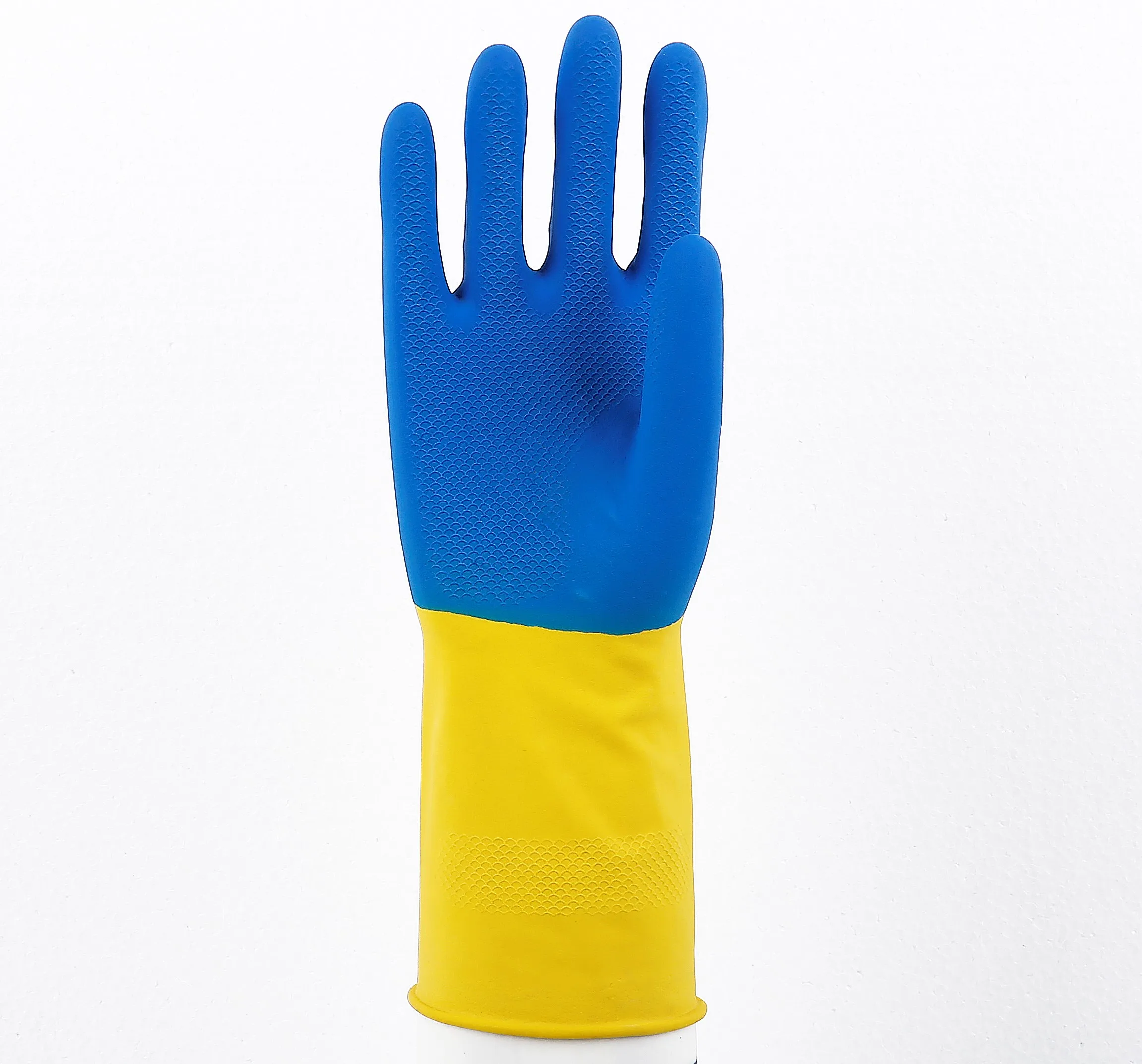 Yellow Flock Lined Latex Rubber Hand Gloves /kitchen Cleaning ...