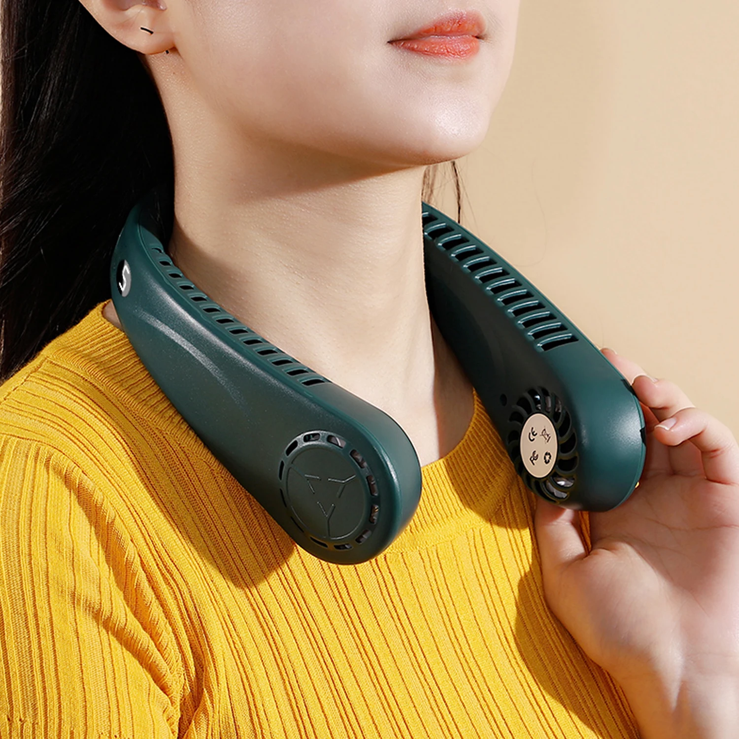 Digital Display Neck Fan Portable Bladeless Mini Air Cooling Neck Fan ...