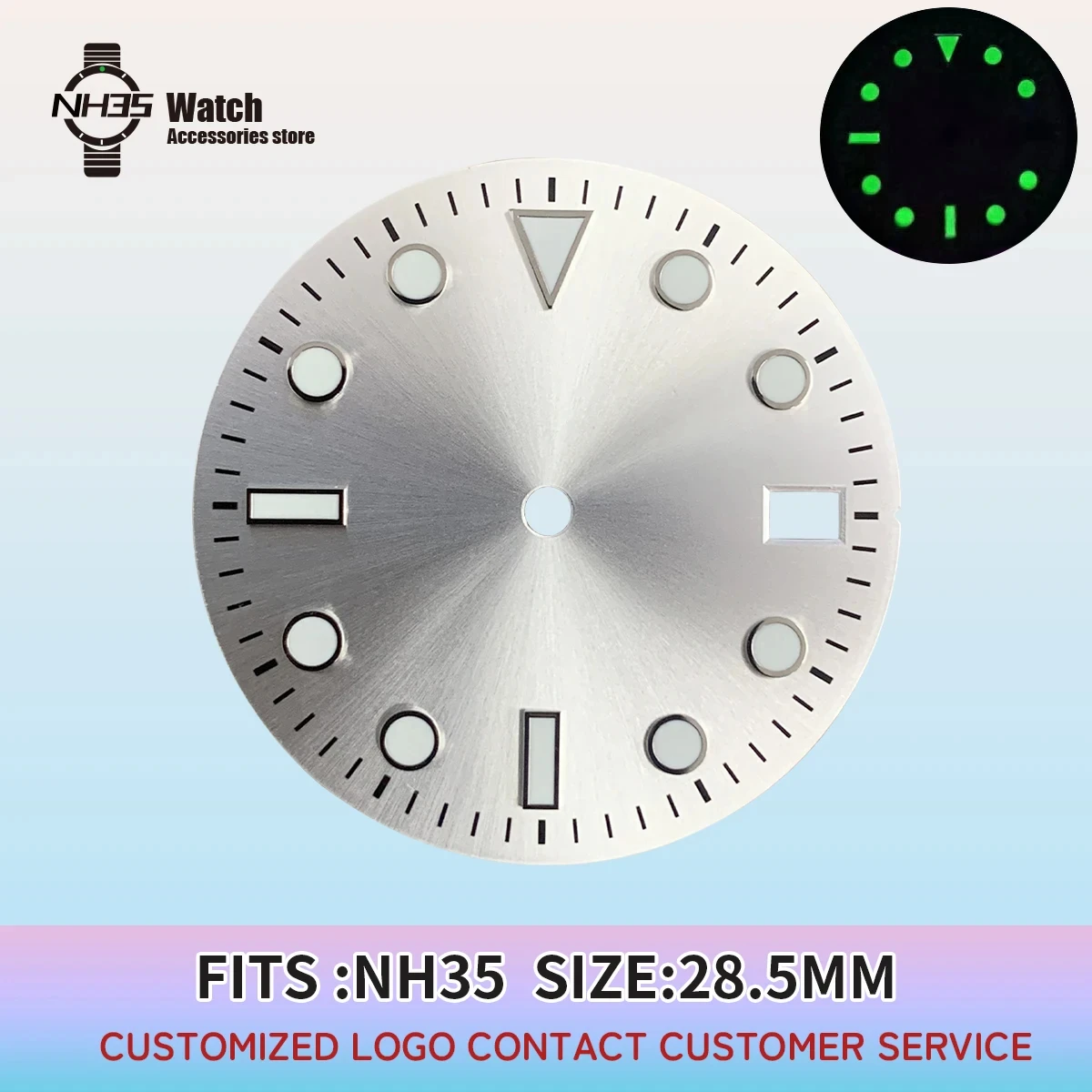 NH35 Dial Face for Seiko Mods - Sunburst 28.5MM Green Luminous