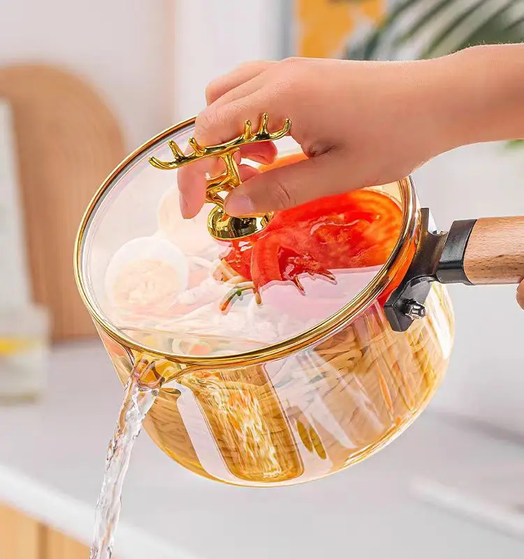 Borosilicate Glass Single Handle Deer Head Amber Stock Pot Milk Pot ...