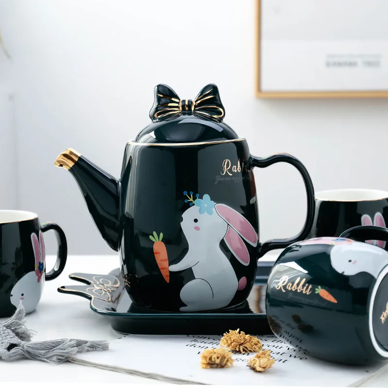 Creative Rabbit Ceramic Tea Set With Teapot Drinkware Gift Tea Set ...