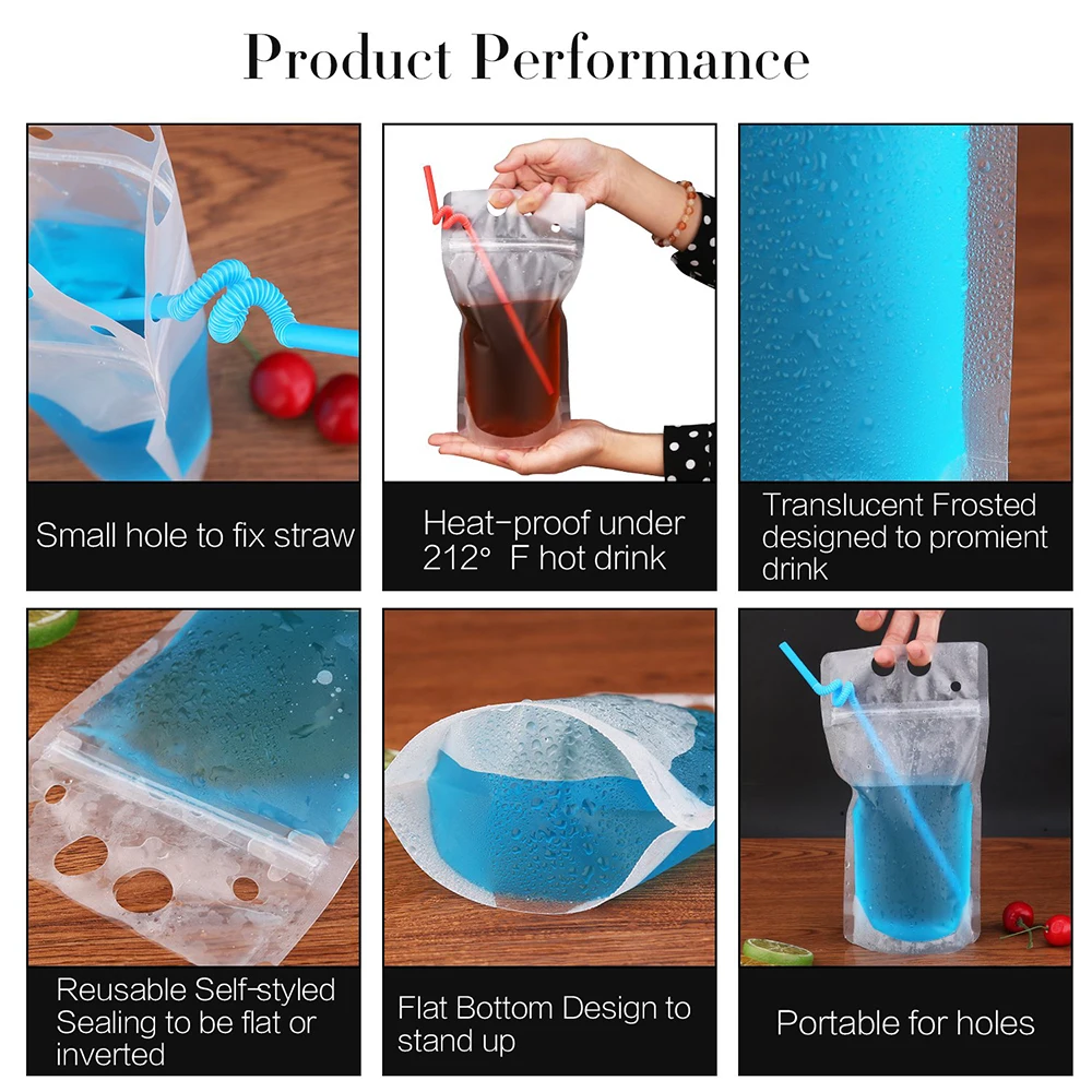 Custom Drink Pouches With Logo Clear Drink Pouches Bags With Straws ...