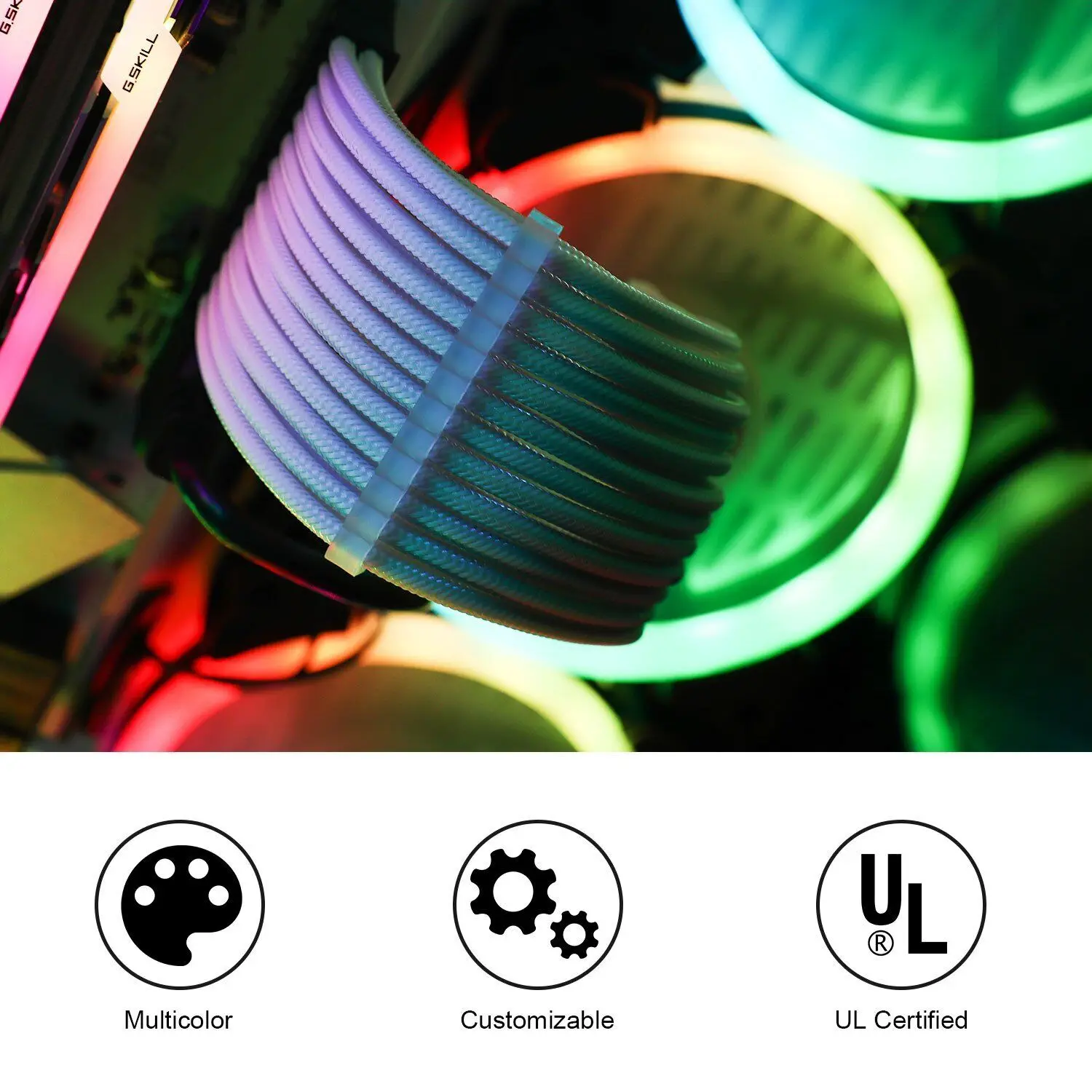 Tfdp Custom Computer White Atx 24pin Extension Sleeved Cable Kit Pc ...