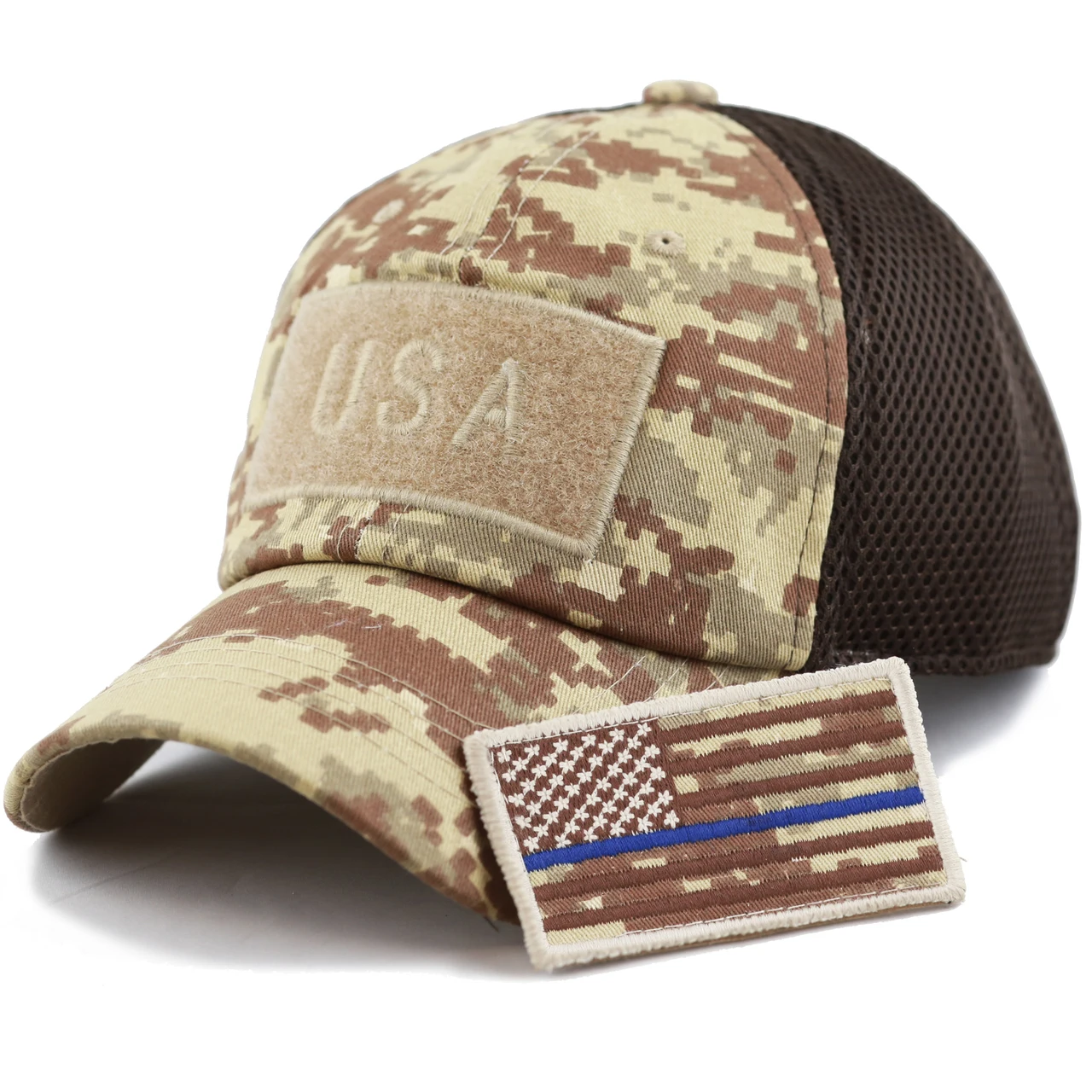 Tactical Embroidery Patch Trucker Cap Operator with USA Flag Camouflage ...
