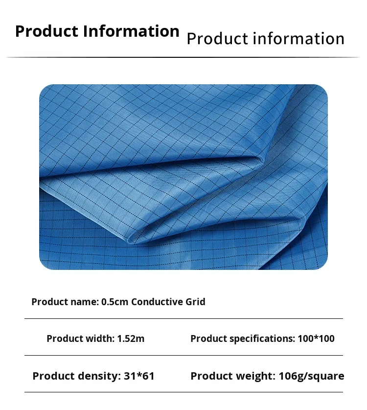 Anti-static Knitted Conductive Grid Brocade Fabric 0.5 Mesh Abrasion ...