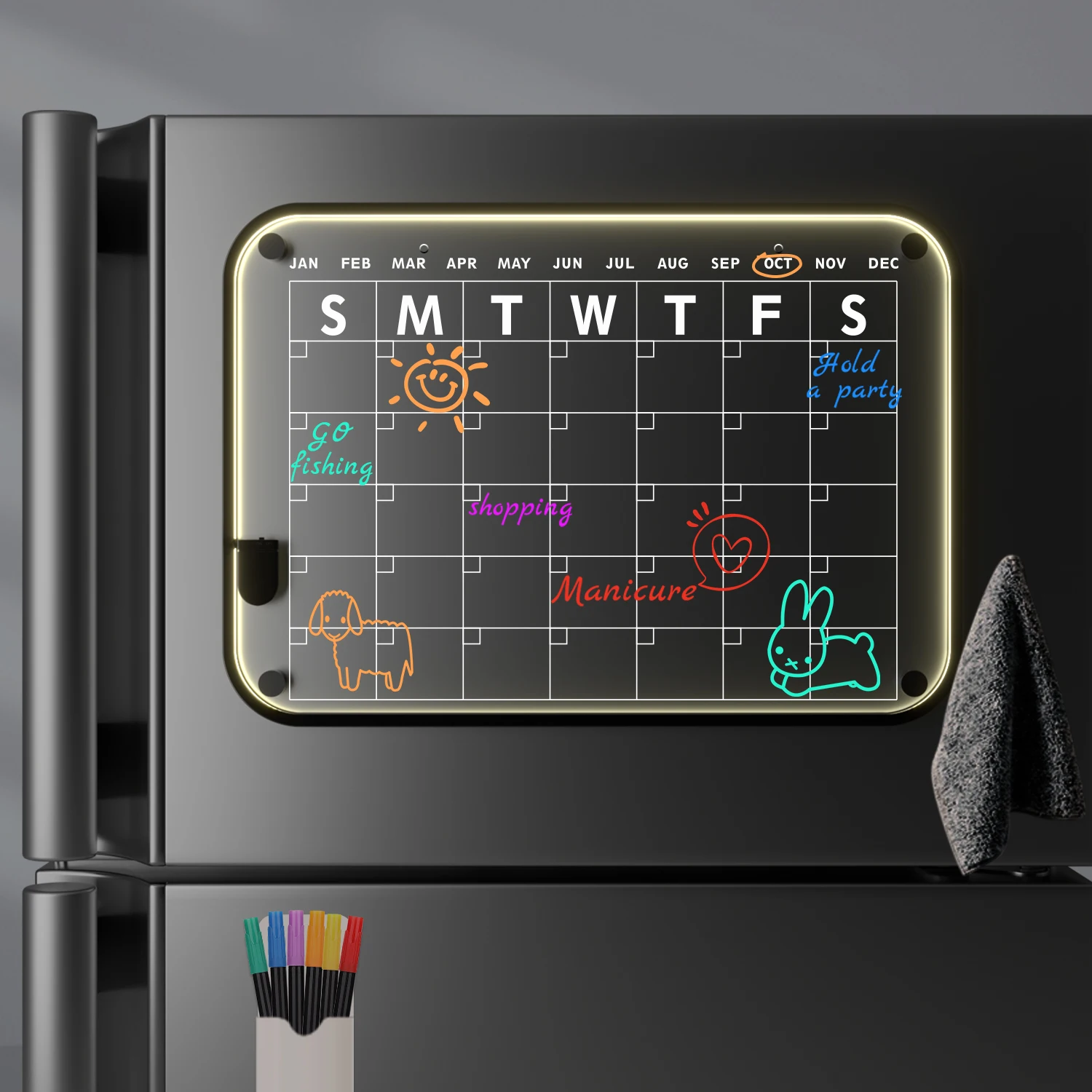 LED Desk Whiteboard with Acrylic Glass Clear Desktop Note Memo Table ...