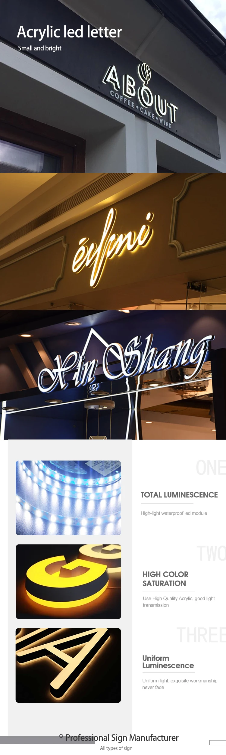 Customizable Acrylic LED Channel Letter Signs for Indoor