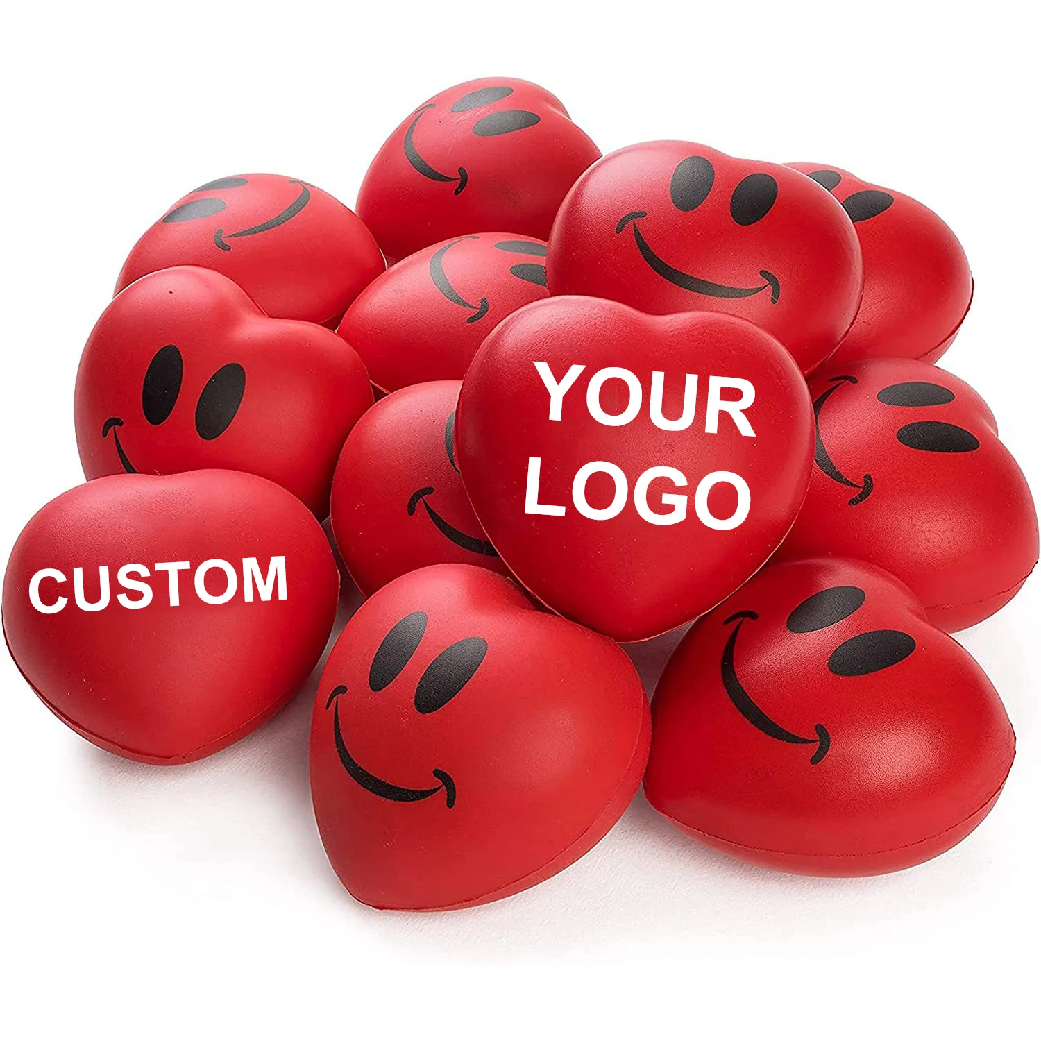 Custom PU Foam Stress Ball - Red Heart Shape Anti Stress