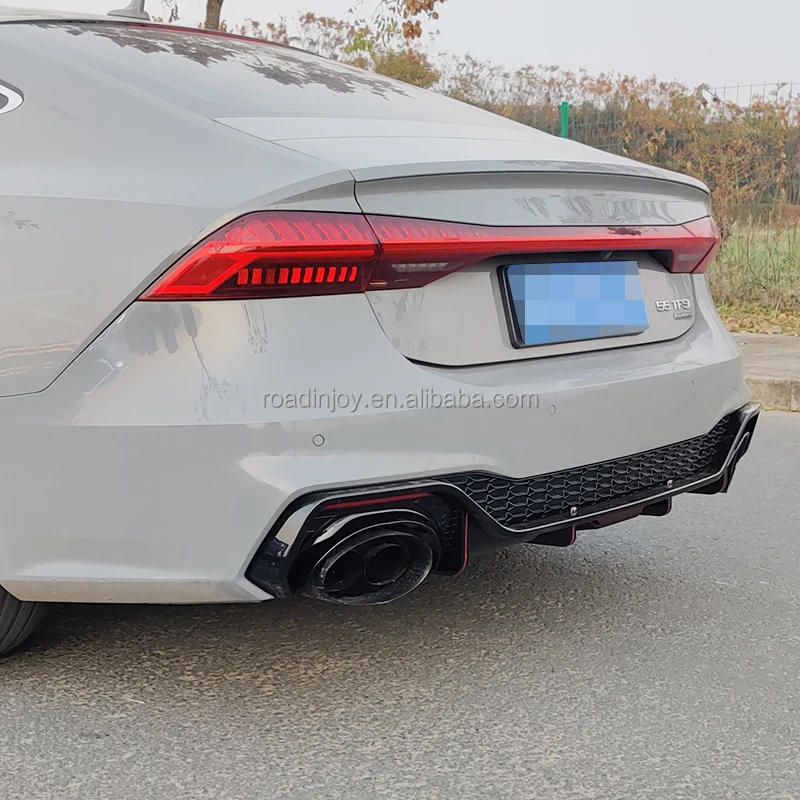 Car Bumper Rear Diffuser Rs7 Rear Diffuser With Tail Pipe Gross Black ...
