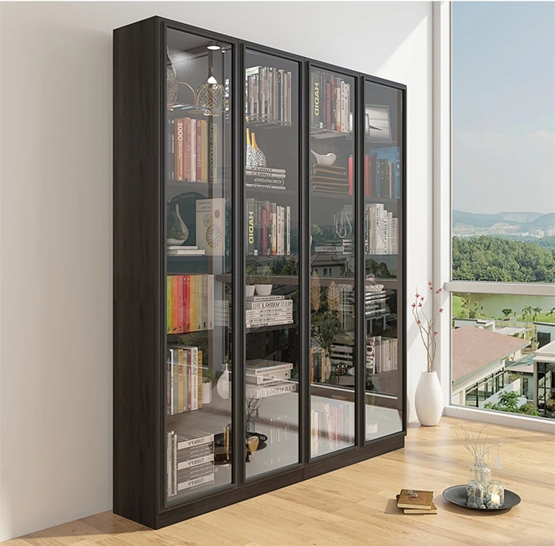 Modern And Simple Solid Wood Corner Full Wall Bookcase Landing Nordic ...