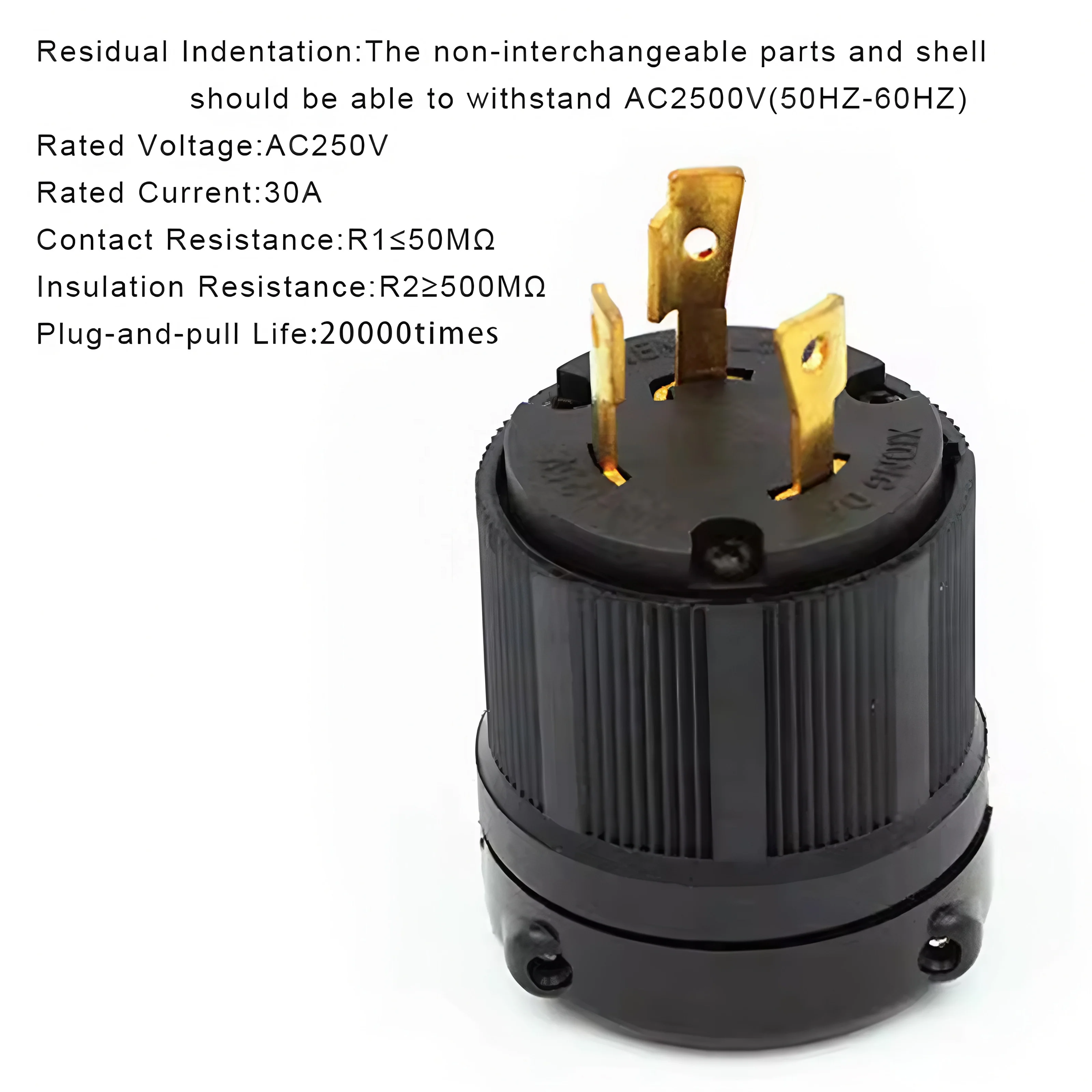 3 Pin 30a Generator Plug Twist Lock 125/250v Nema L6-30p Replacement ...