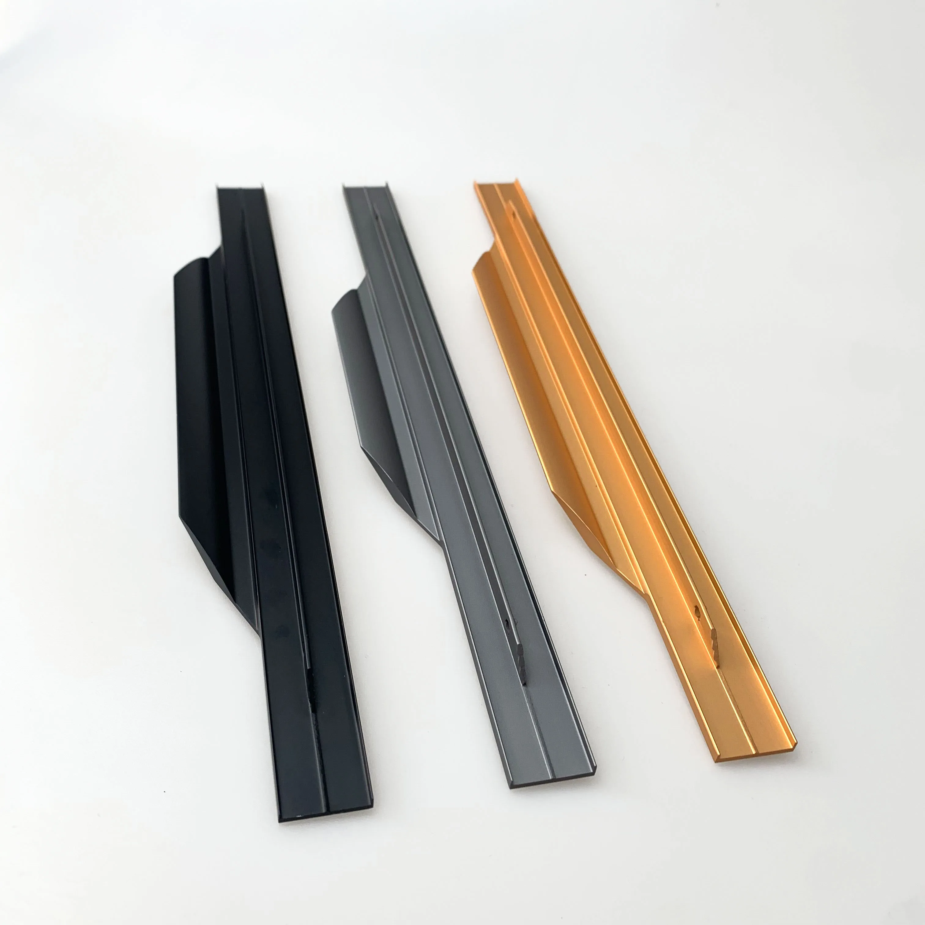 Aluminum Wardrobe Door Finger Pull Profile Handle - Matt Black Gold Grey