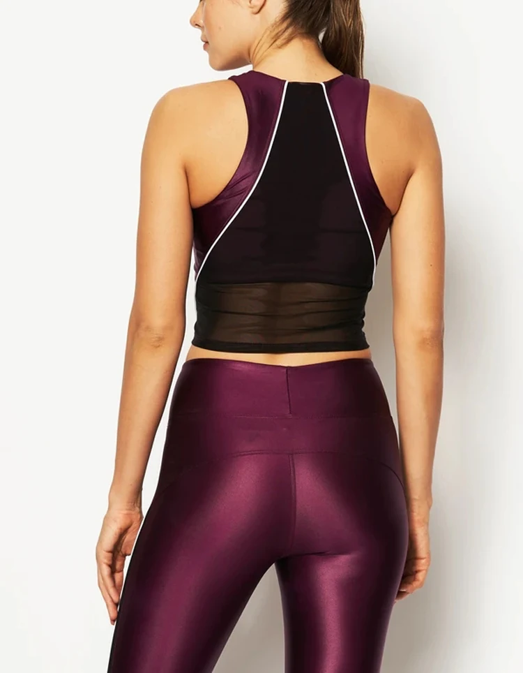 Wholesale Women Workout Training Bra Patchwork Mesh Shiny Oem Custom ...