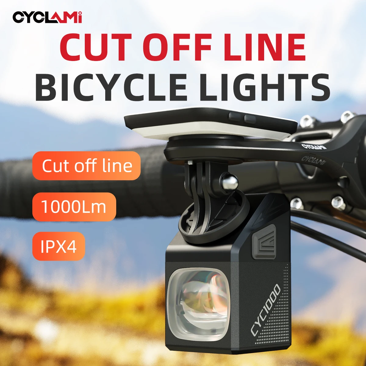 CYCLAMI CYC1000 Lumens GoPro Hanging Bike Head Light Ultra Bright Front Lamp MTB Road Cycle ...
