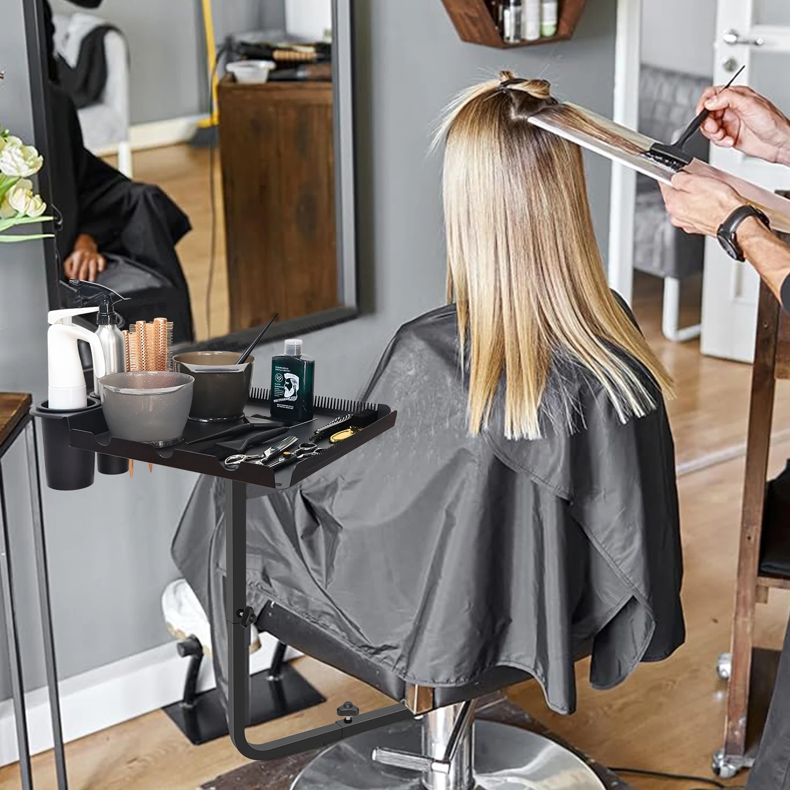 Black Salon Barber Chair Holder Tray Hair Stylist Tools Rotation ...