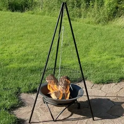 Custom Steel Fire Pit - Large Hanging Cauldron Fire Bowl