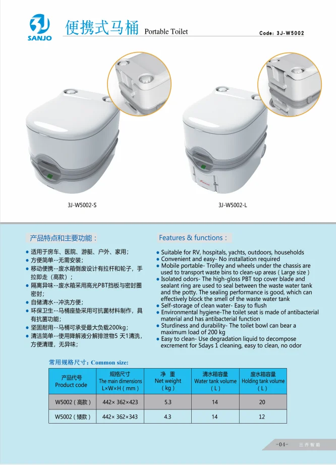 Freucamp-sanjo Portable Toilet Plastic 3j-w5002-l Flush-water Tank ...