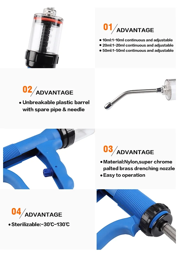 10ml Veterinary Drencher - Efficient Animal Medication