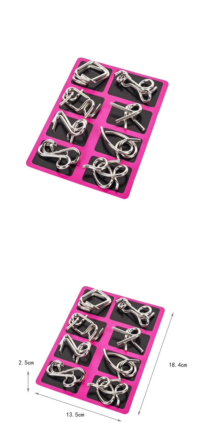 Metal Wire Puzzle Set of 8 - Brain Teaser IQ Test Game