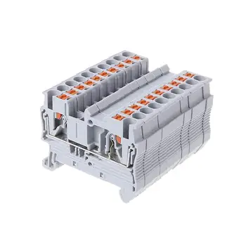 Push-in Din Rail Mounted Terminal Blocks Spring Screwless Feed Through ...