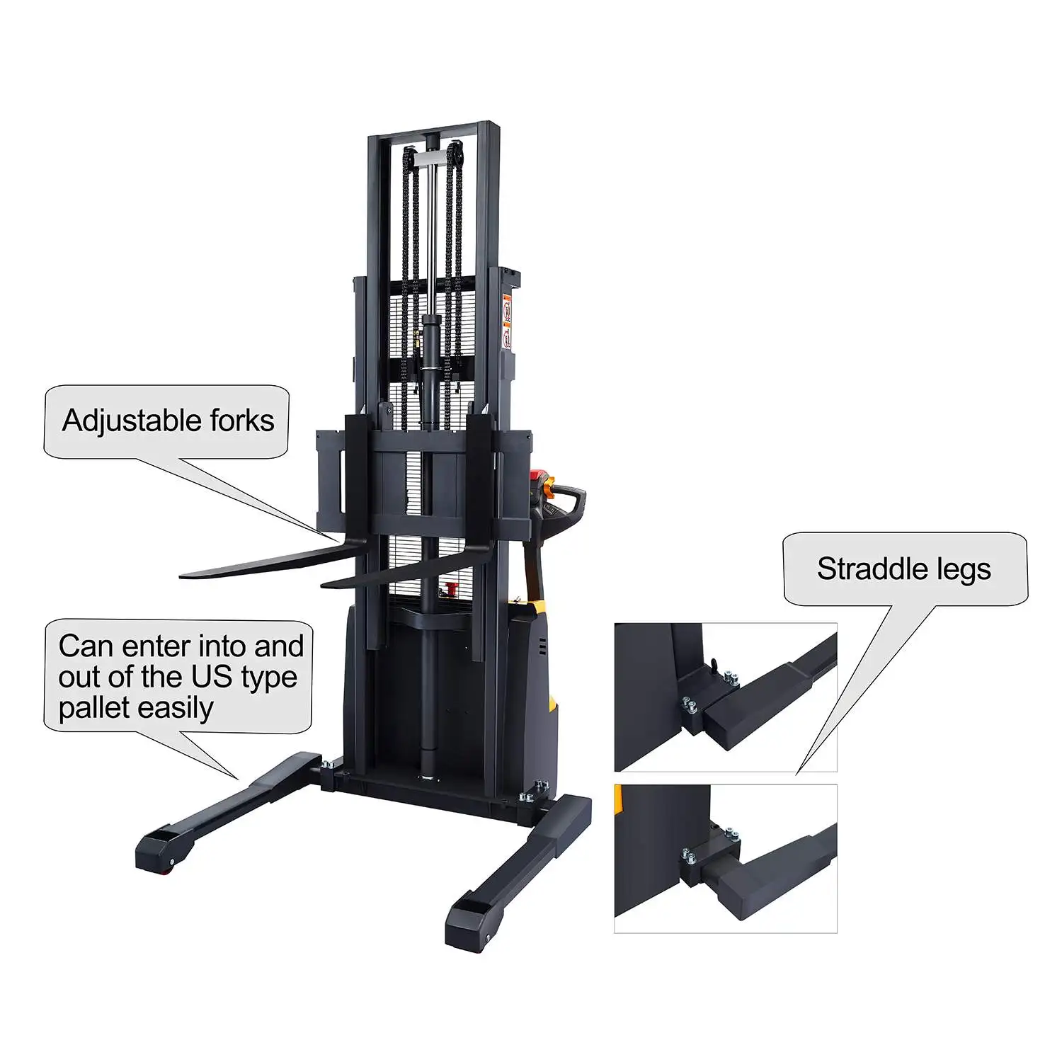 Straddle Leg Walkie Stackersr With 1.5 Ton Automatic Counterbalance ...