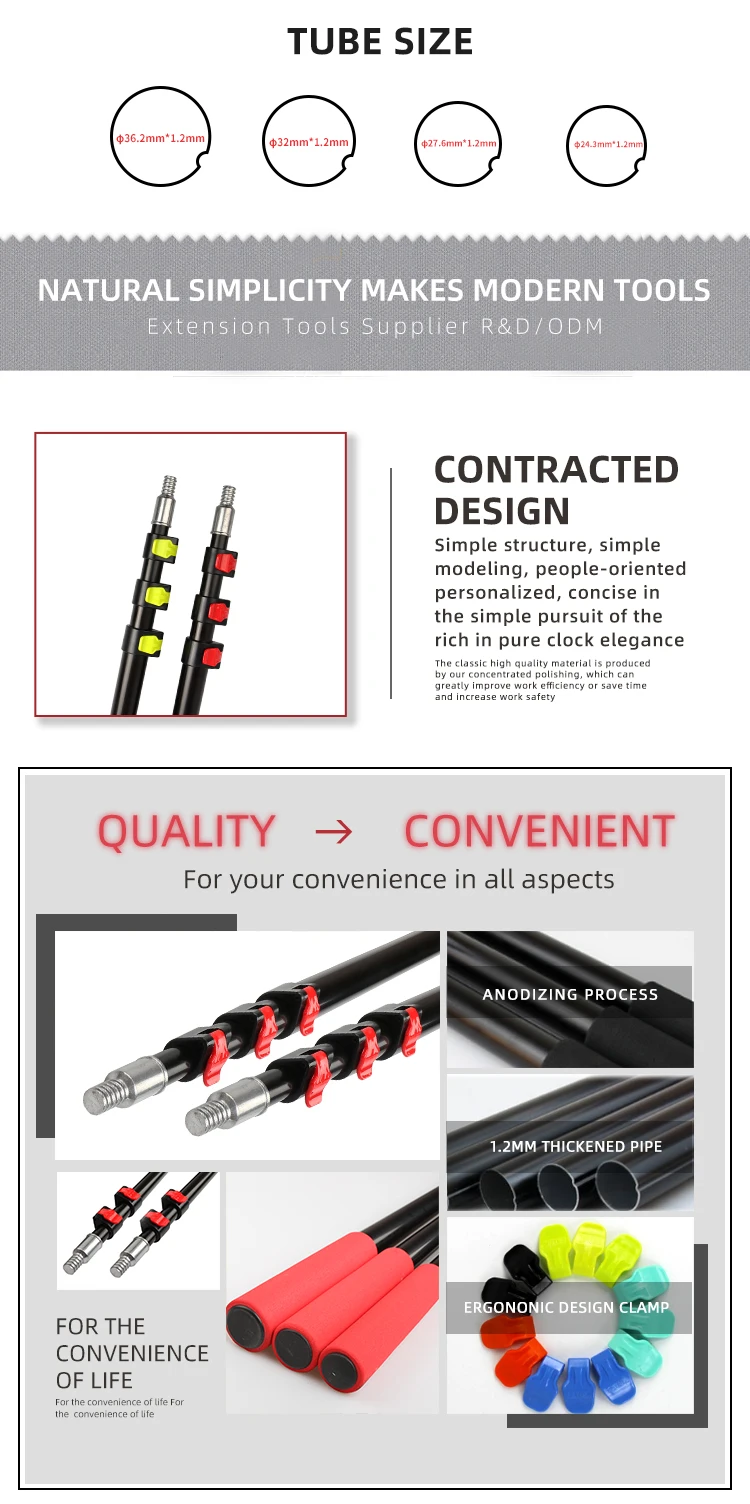 Extentool 8ft Fiberglass/aluminum Push Button Adjustable Pole ...