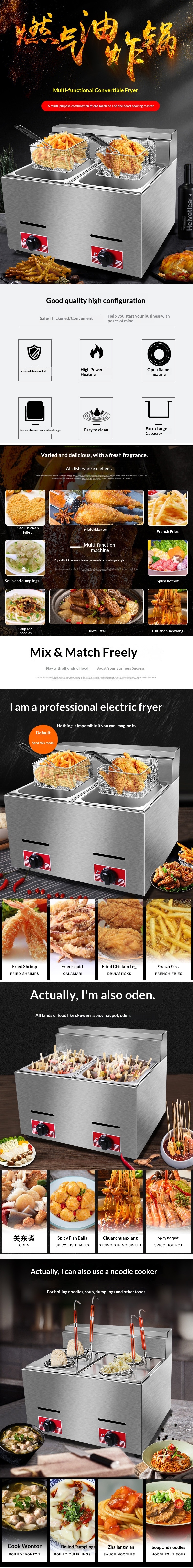Thickened Stainless Steel Gas Commercial Fryer Single/Double Cylinder ...