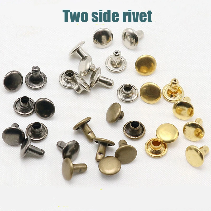 100 Sets of Double-sided Rivet Box Metal Studs DIY Leather Buttons Tool ...