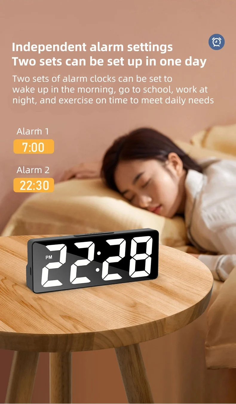 Dual-use Simple LED Alarm Clock - Student Desk Table Digital Clock