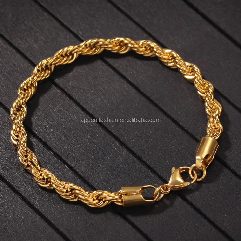 Wholesale 6mm Stainless Steel Rope Chain - PVD Gold Plated