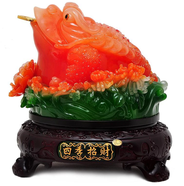 Feng Shui Fortune Frog with Coin - Jade Color Money Frog Figurine for ...