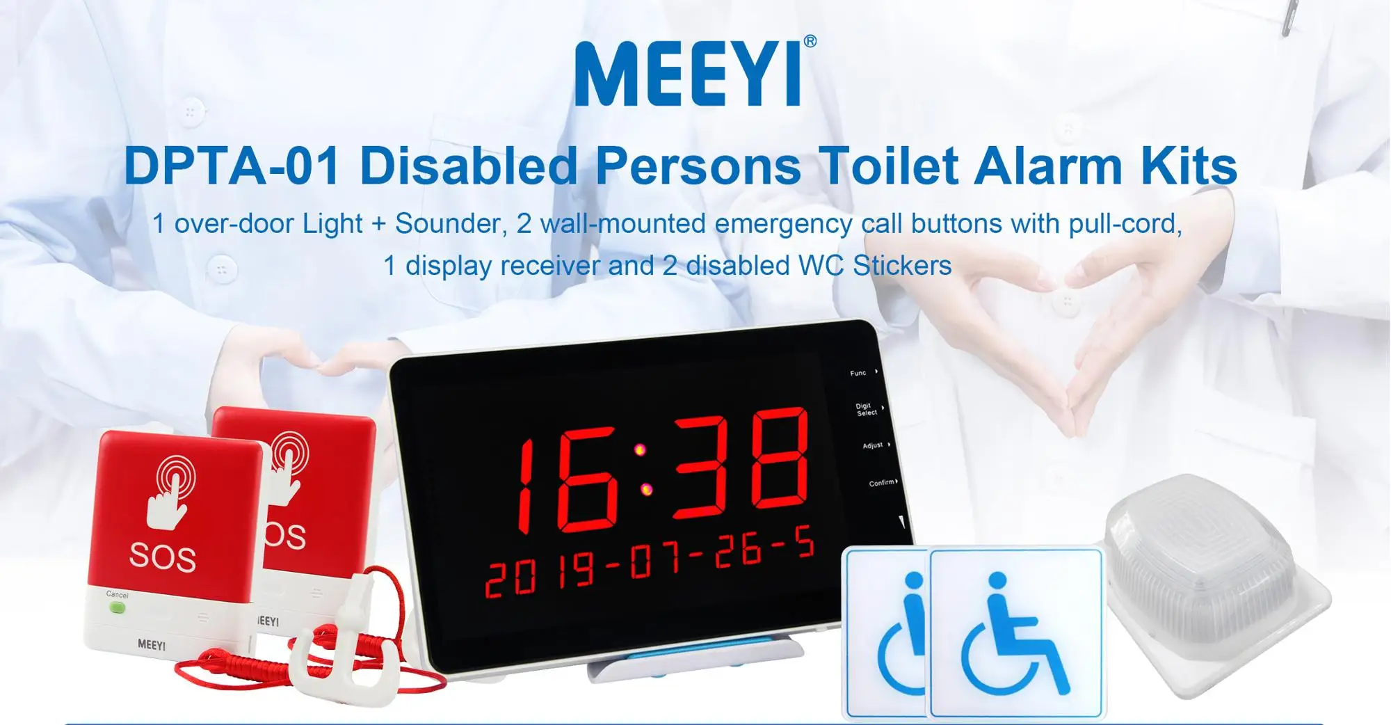 Meeyi Disabled Persons Toilet Alarm Kits Handicap Emergency Call System ...